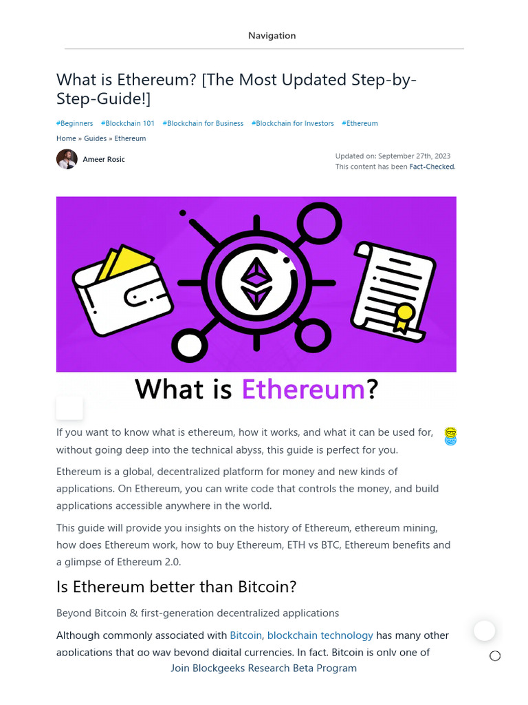 What Is Ethereum - (The Most Updated Step-by-Step-Guide!) | PDF | Cryptocurrency | Bitcoin