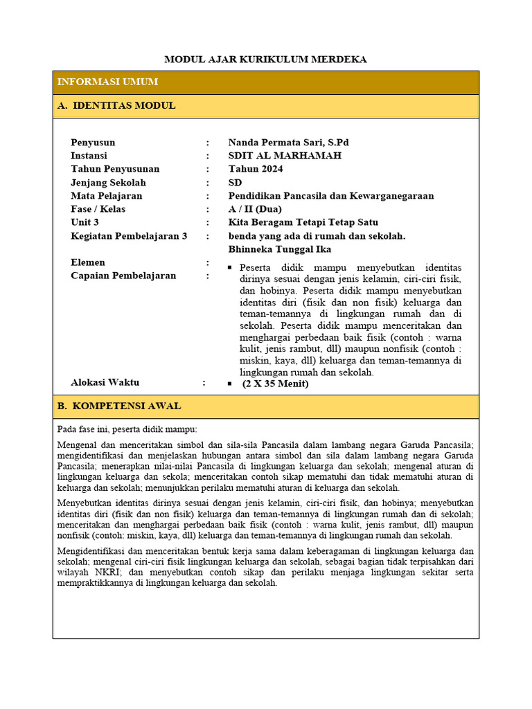 Modul PPKN Supervisi Nanda Kelas 2C | PDF