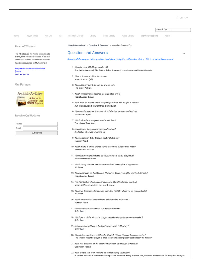 Question and Answers | PDF | Prophets And Messengers In Islam | Husayn ...