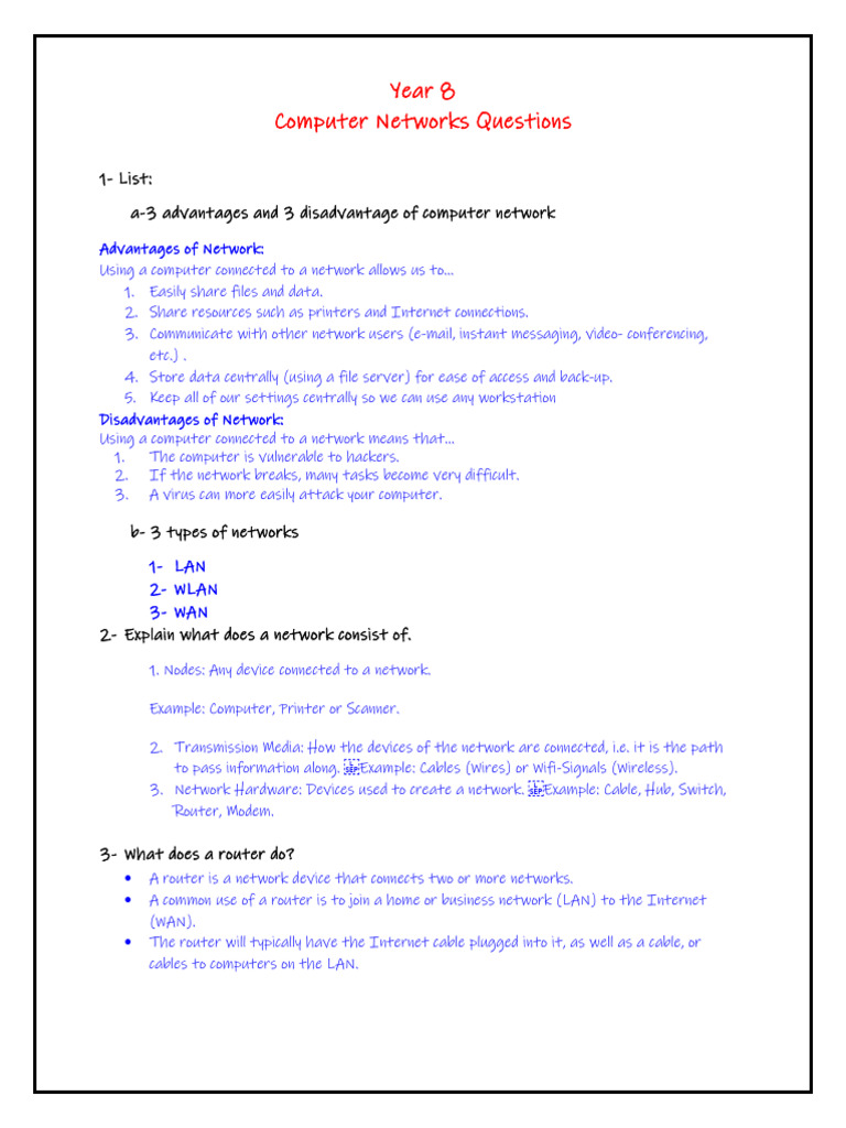 Networks Questions Answers | PDF | Computer Network | Wireless Lan