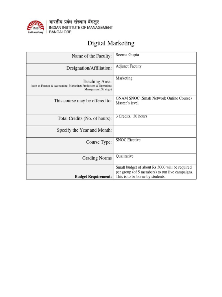 Digital Marketing Course by Seema Gupta | PDF | Digital Marketing ...
