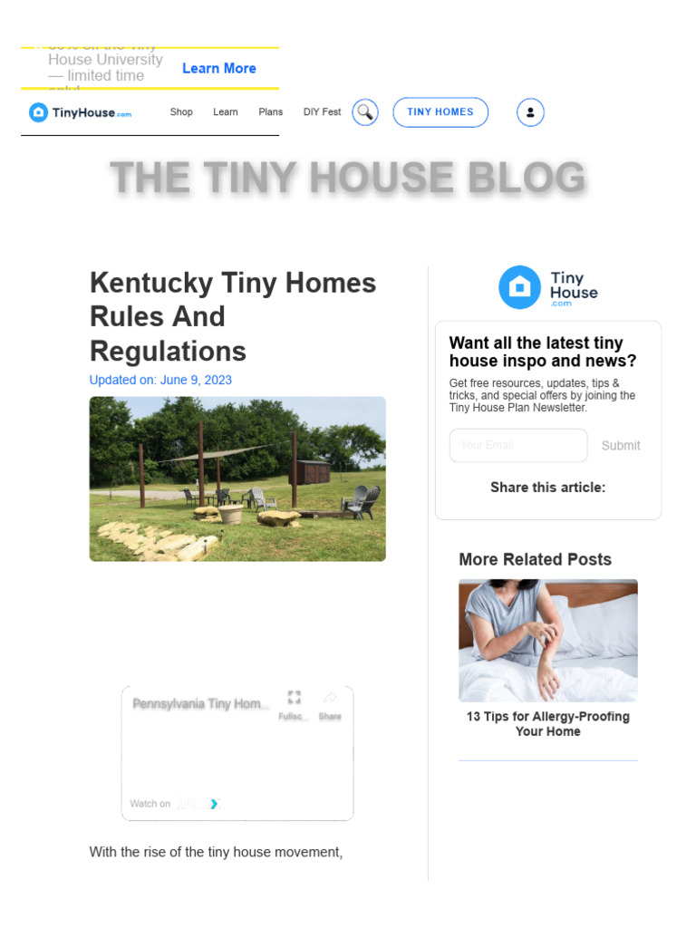 Kentucky Tiny Homes Rules and Regulations | PDF | Off The Grid | Sewage Treatment