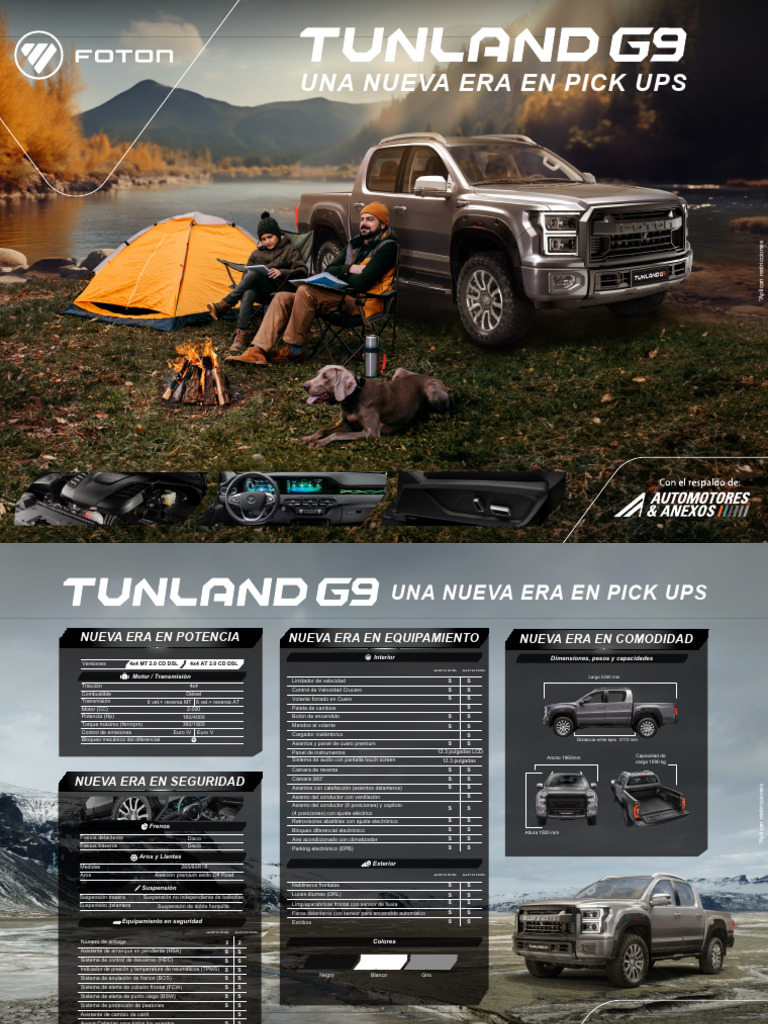 FOTON-TUNLAND-G9-FICHA-TECNICA-V3 | PDF | Tracción en las cuatro ruedas | Vehículos