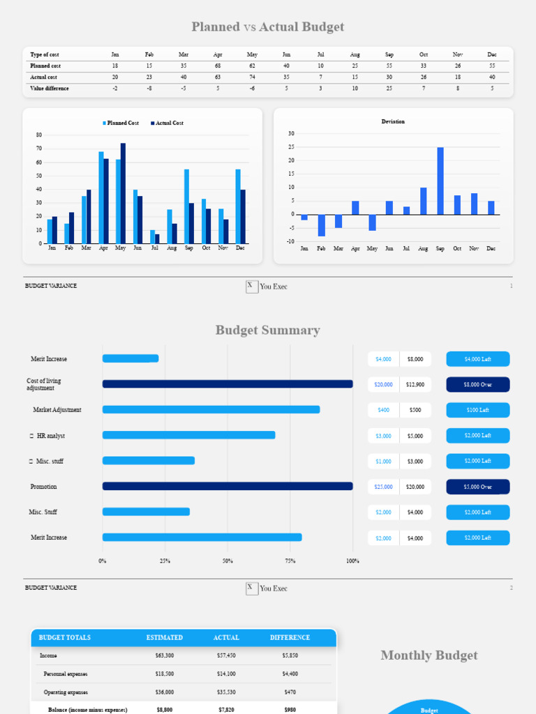 Monthly Budget Variance Analysis | PDF | Cost Of Living | Expense