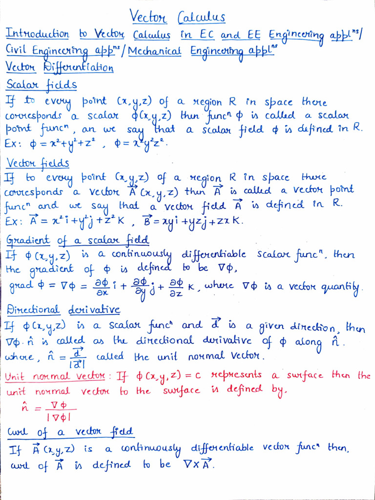 Vector Calculus | PDF | Scalar (Mathematics) | Geometry