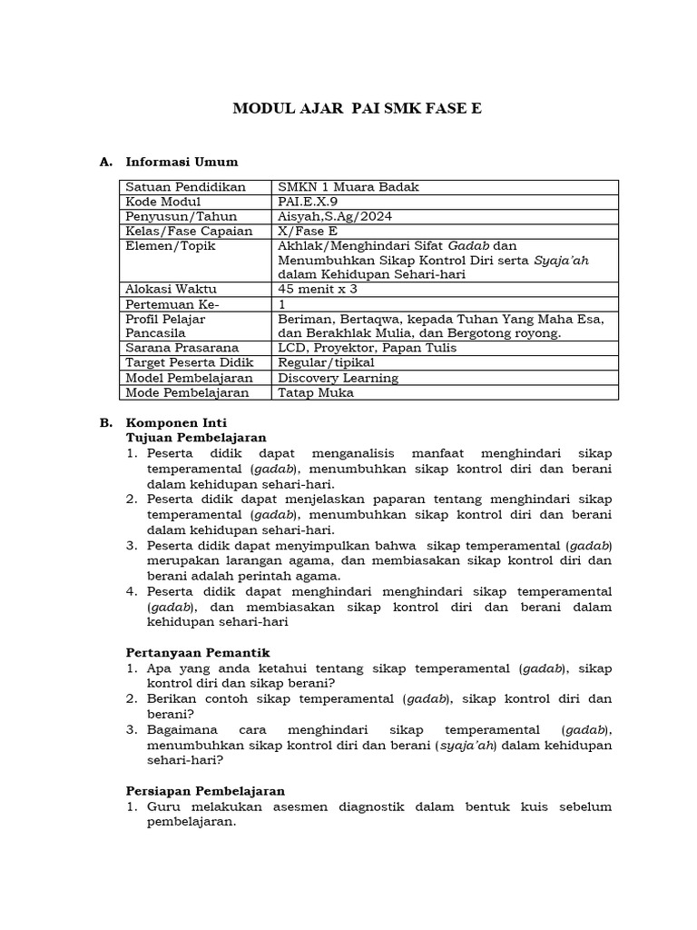 Menghindari Gadab dan Kontrol Diri | PDF