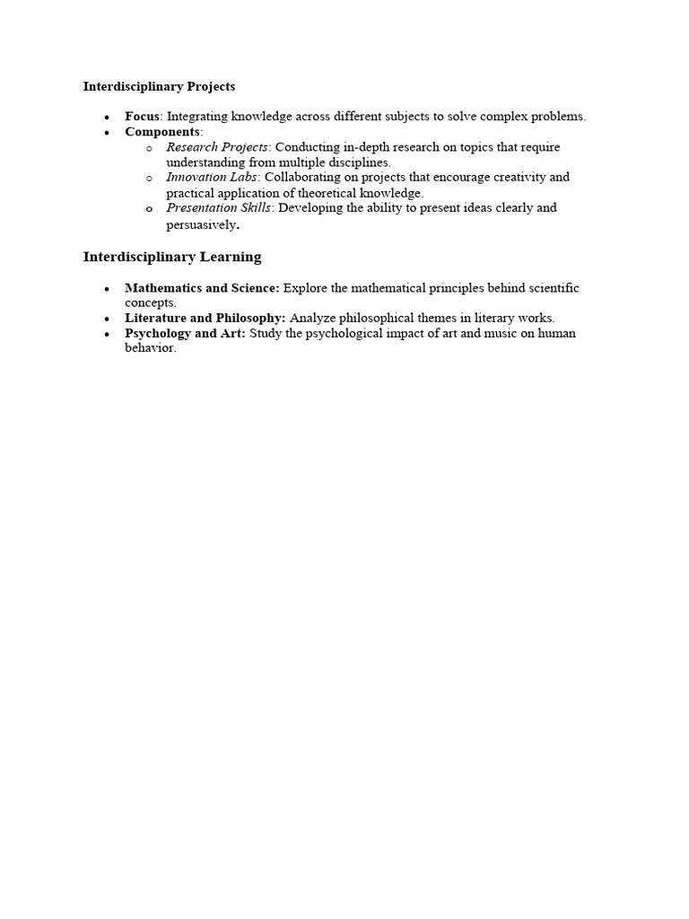 Interdisciplinary Projects and Learning | PDF | Social Science