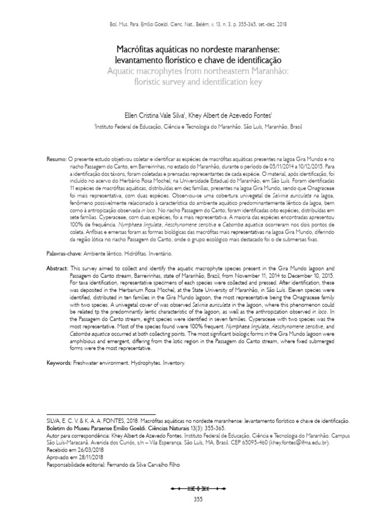 Levantamento de Macrófitas no Maranhão | PDF | Geociências | Ecologia ...