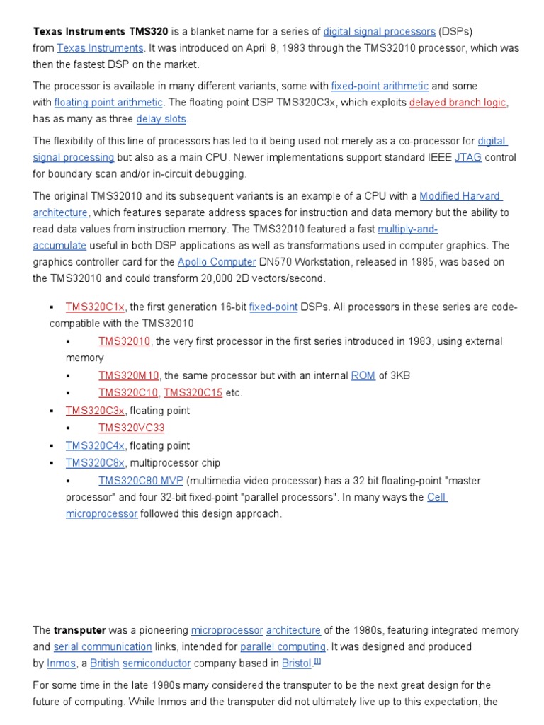 Delayed Branch Logic: Texas Instruments TMS320 Is A Blanket Name For A ...