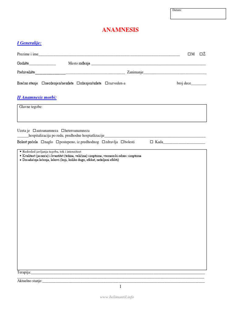 Anamneza I Status | PDF