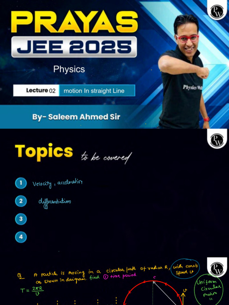 Motion in Straight Line 02 - Class Notes - Prayas JEE 2025 | PDF