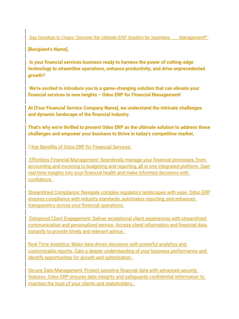 Financial Service Company Template | PDF | Enterprise Resource Planning ...