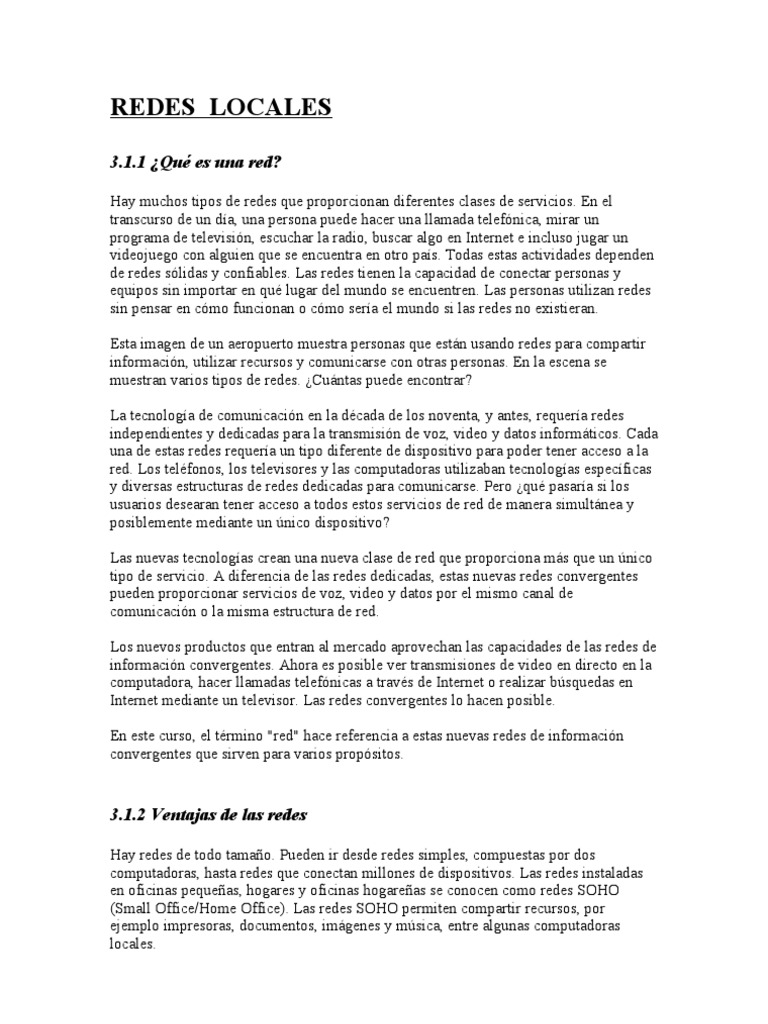 Tema 1. Caracterizacion de Las Redes Locales | PDF | Enrutador (Computación) | Red de computadoras