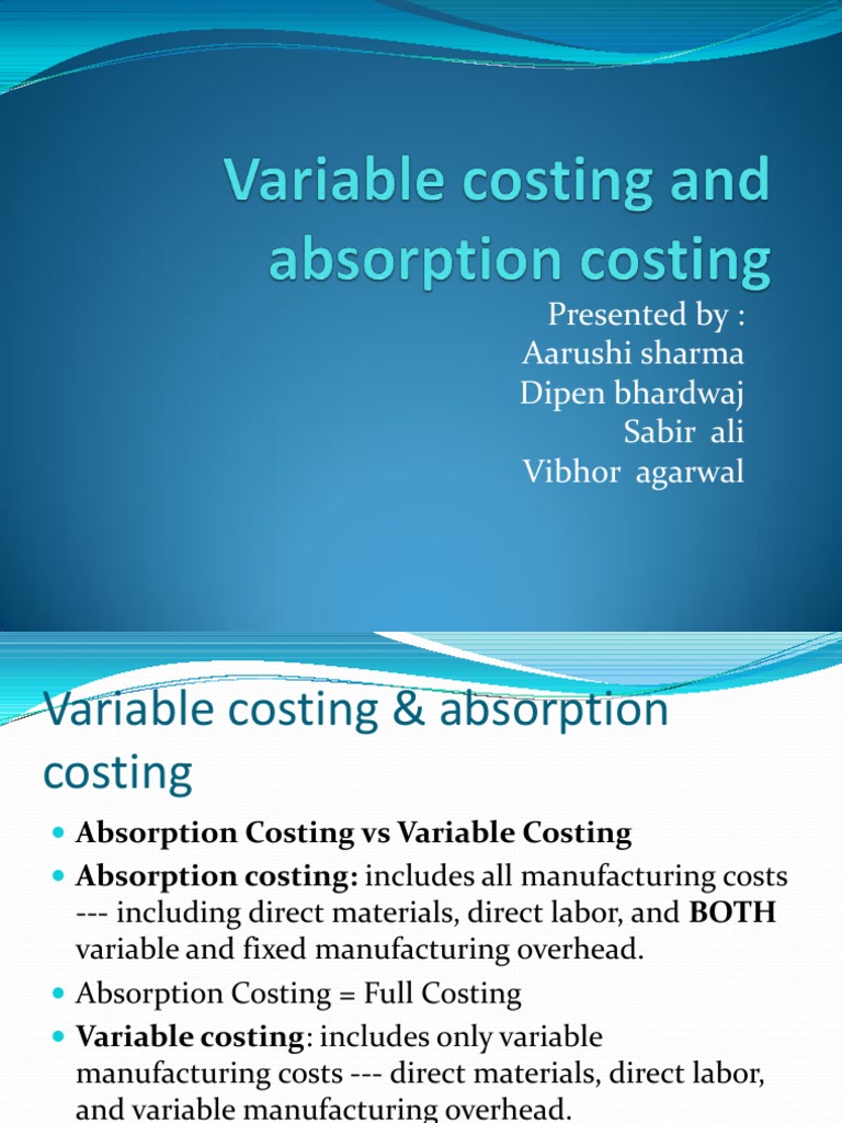 Variable Costing and Absorption Costing | PDF | Cost Of Goods Sold ...