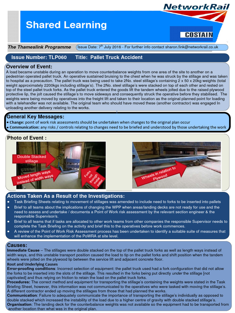 TLP 060 Lessons Learnt Pallet Truck Accident | PDF | Pallet