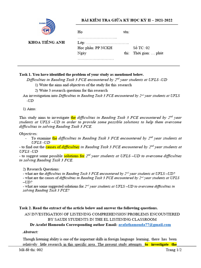 SAMPLE-midterm 2022 | PDF | English As A Second Or Foreign Language ... SAMPLE-midterm 2022 | PDF | English As A Second Or Foreign Language ...