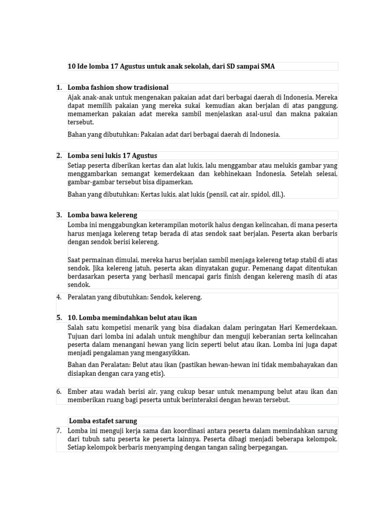Ide Lomba 17 Agustus | PDF