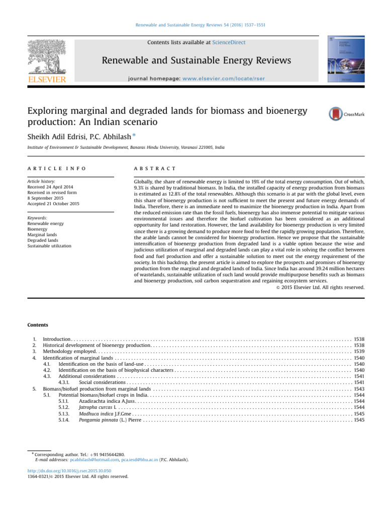 Renewable and Sustainable Energy Reviews: Sheikh Adil Edrisi, P.C. Abhilash | PDF | Bioenergy ...