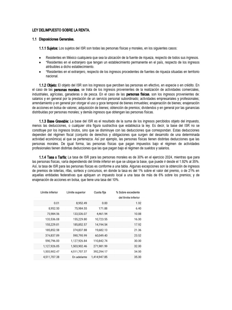 Resumen Isr | PDF | Impuesto sobre la renta | Impuestos