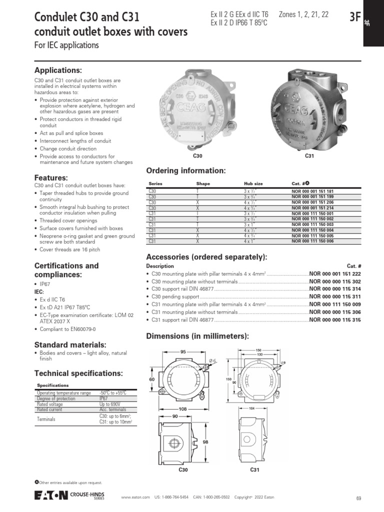 Crouse Hinds c30 c31 Iec Outlet Boxes Catalog Page | PDF | Building ...