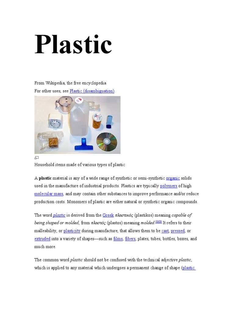 Plastic | PDF | Thermoplastic | Plastic