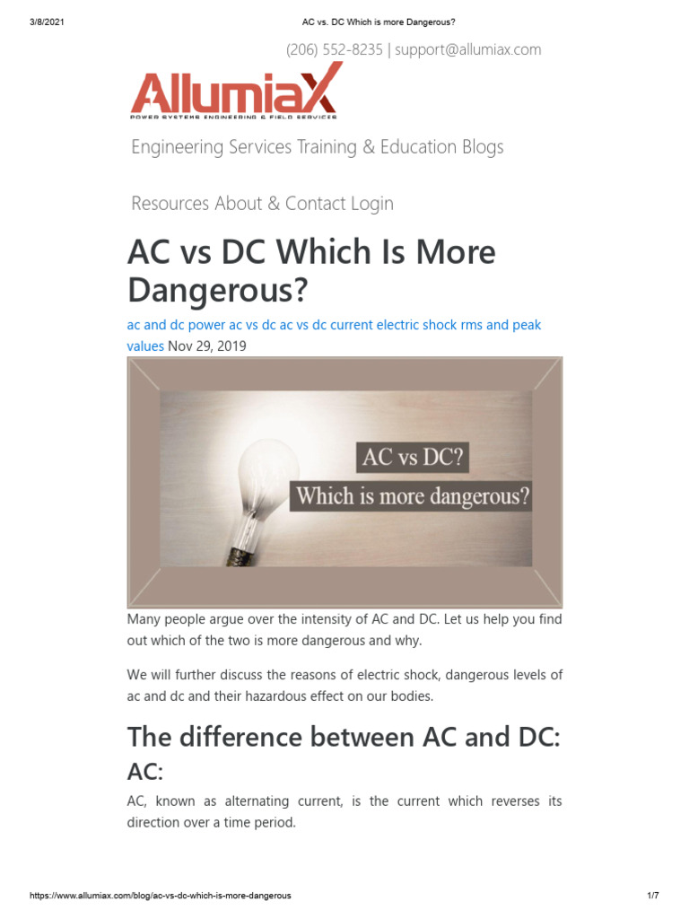 AC vs DC: Which Is More Dangerous? | PDF | Alternating Current | Root ...