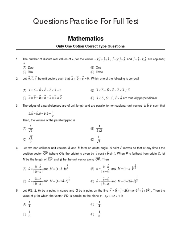 Question Practice (1st Year Syllabus) | PDF | Matrix (Mathematics ...