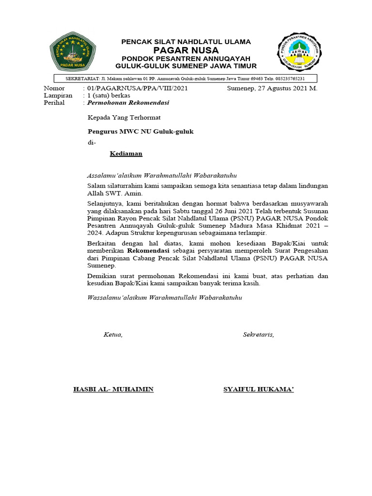 01-02 Surat Permohonan SK. | PDF