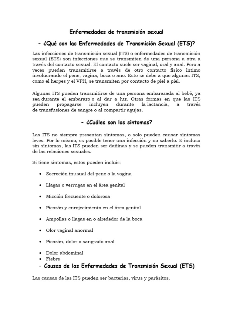 Enfermedades de Transmisión Sexual | PDF | Infección transmitida sexualmente | VIH / SIDA