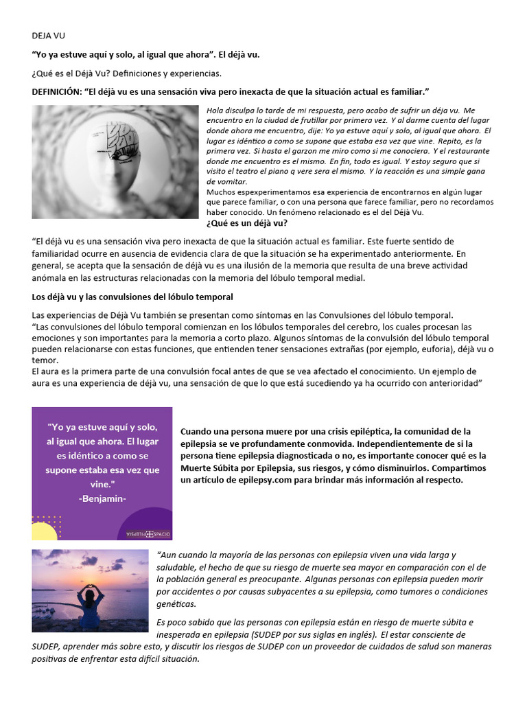 Deja Vu | PDF | Epilepsia | Sistema nervioso