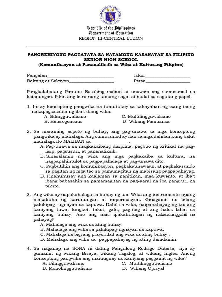 SHSGr11 RAT2024 Finalized | PDF