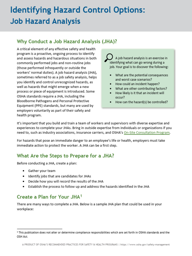 Job Hazard Analysis Worksheet | PDF | Occupational Safety And Health ...