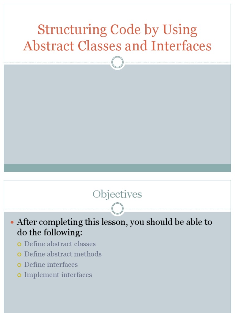 Structuring Code By Using Abstract Classes And Interfaces Pdf Class Computer Programming
