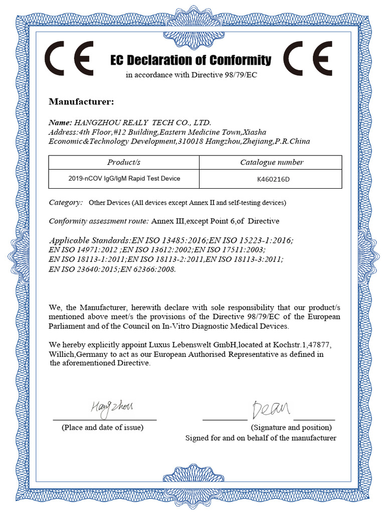 EC Declaration of Conformity | PDF | Finance & Money Management