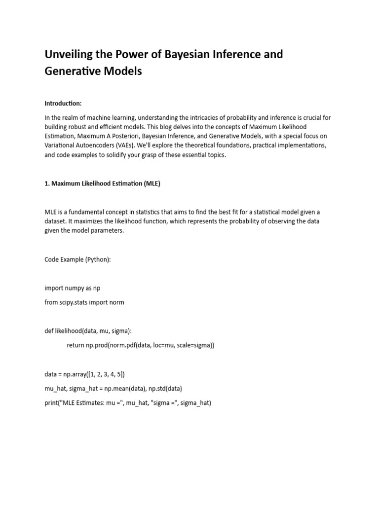 Unveiling The Power of Bayesian Inference and Generative Models | PDF | Statistical Theory ...