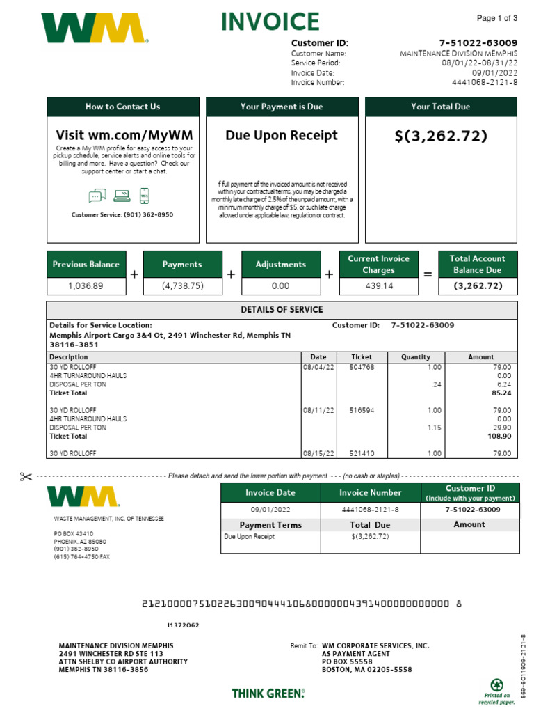 Waste-Mngmt-Invoices-7 22 22-9 22 22 | PDF | Cheque | Invoice
