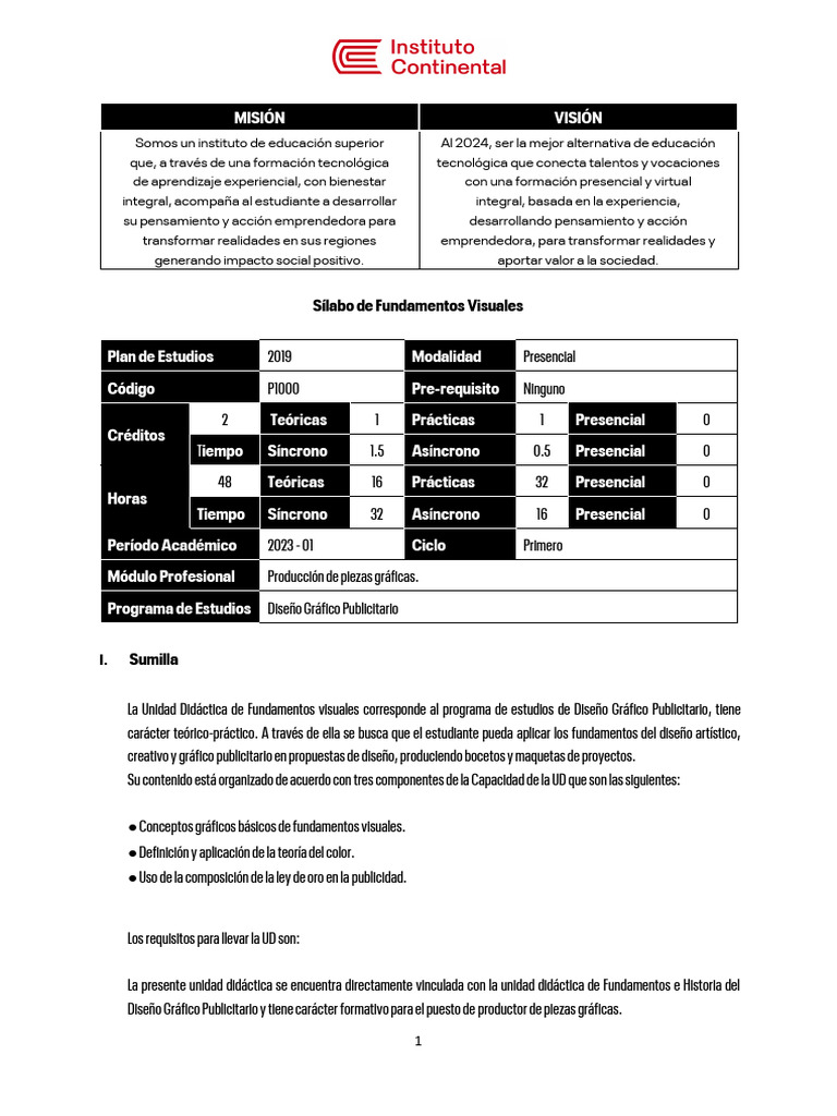 DG 01 Silabo Fundamentos Visuales | PDF | Diseño | Diseño gráfico