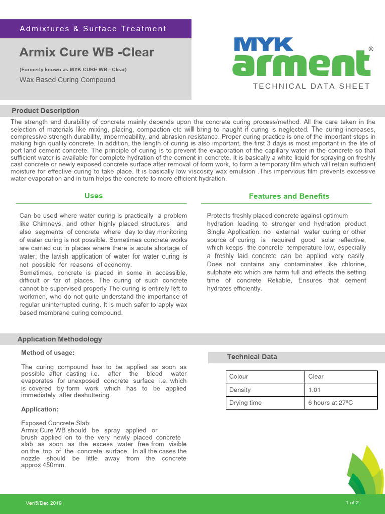 Armix Cure WB Clear Ver 5 | PDF | Concrete | Water