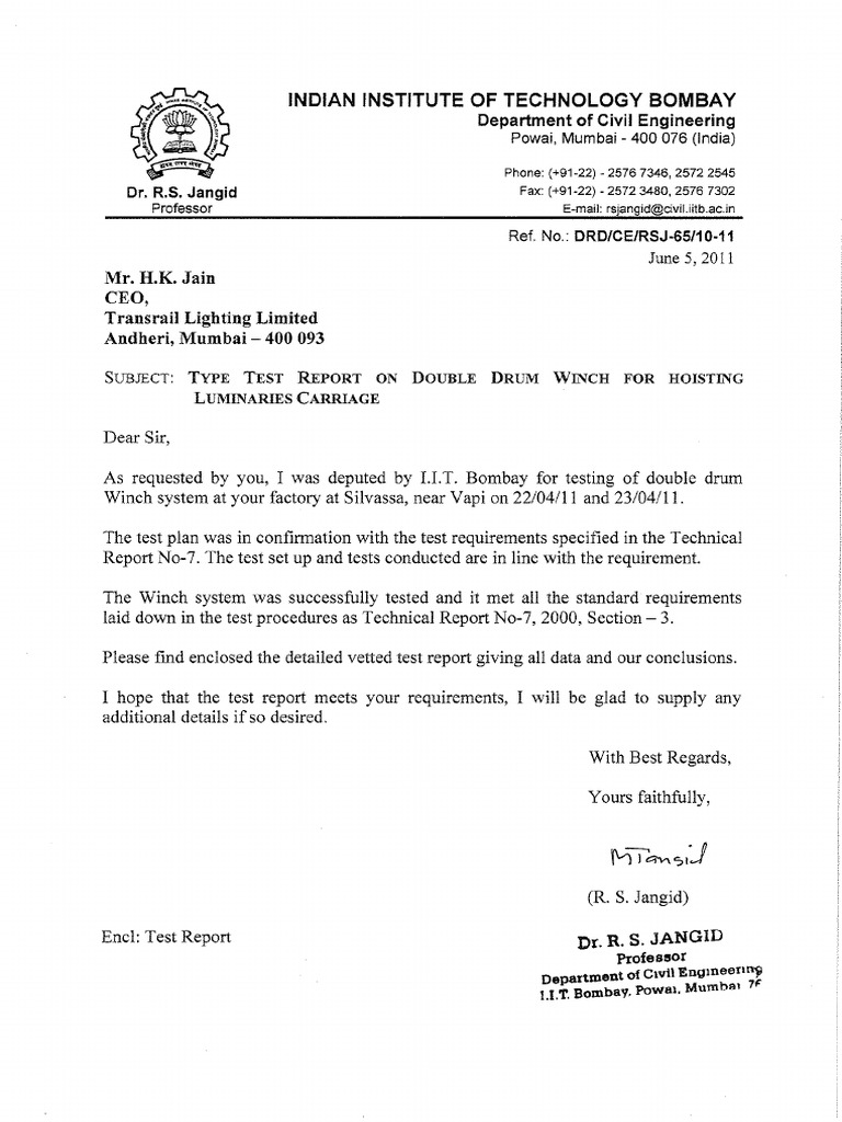 Type Test Report On Double Drum Winch PDF | PDF