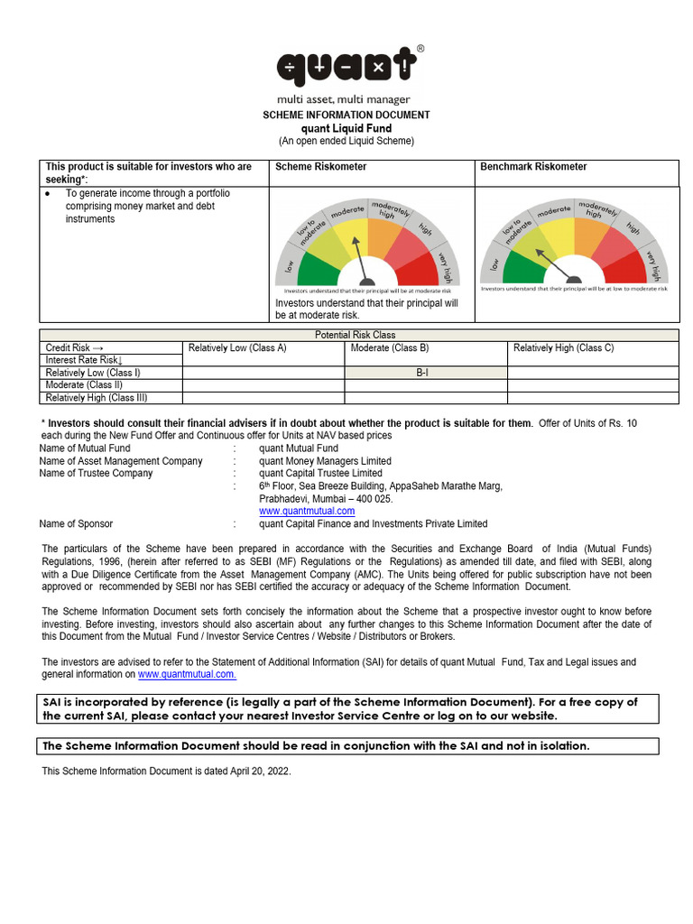 Quant Liquid Fund | PDF | Securitization | Derivative (Finance)