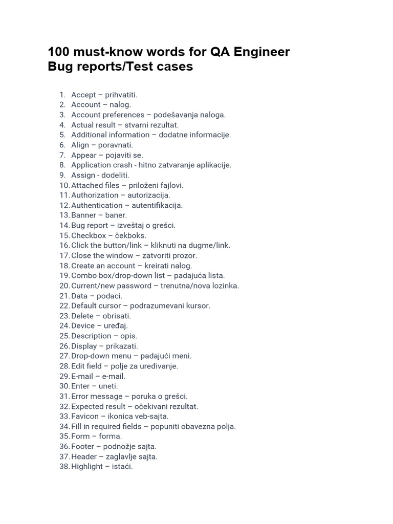 100 Must-Know Words Za QA | PDF