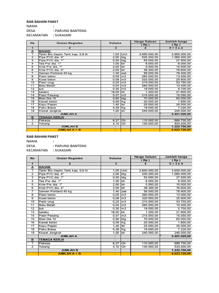 Rab Bahan Print 100 Unit | PDF