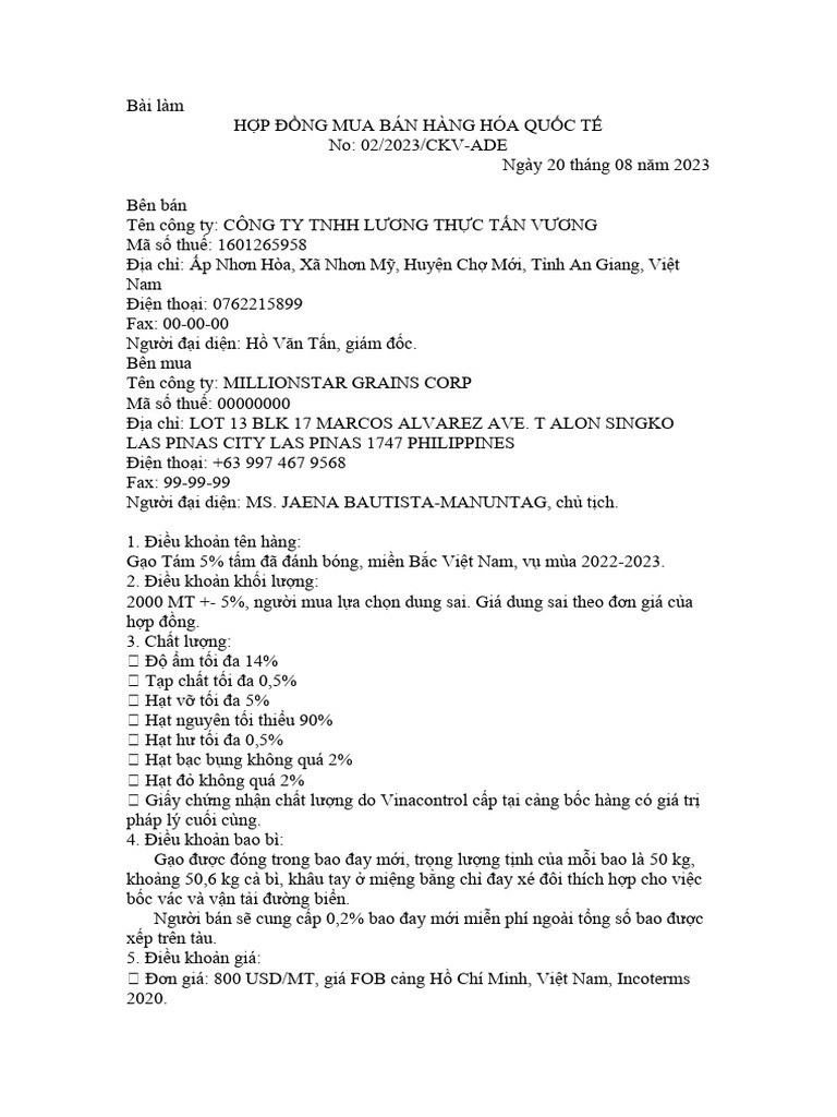 So N H P Đ NG Mua Bán G o Và Cà Phê | PDF