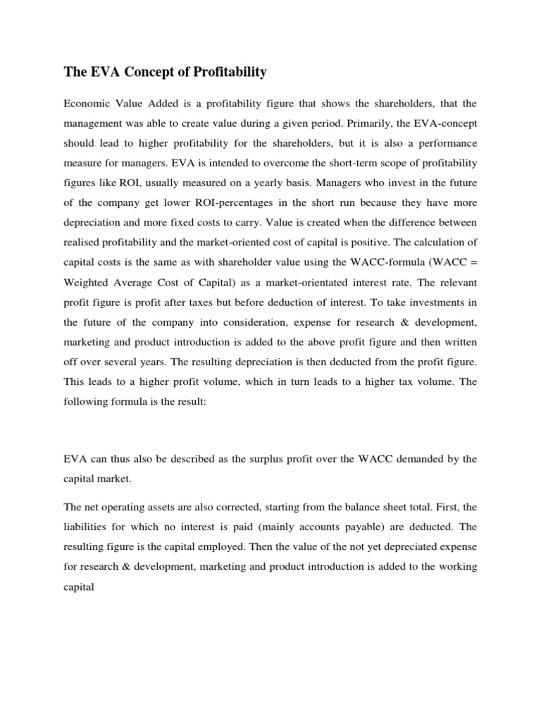 The EVA Concept of Profitability | PDF | Cost Of Capital | Profit ...