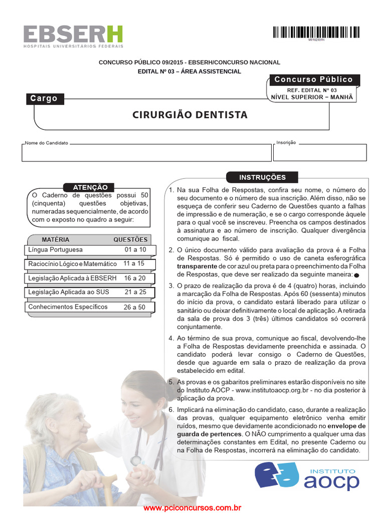 Prova Ebserhcirurgiao - Dentista | PDF | Empreendedorismo | Economia