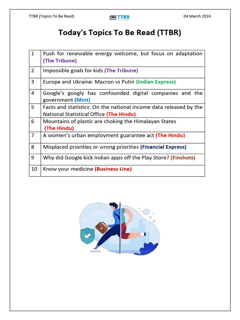 Today's Topics To Be Read (TTBR) : (The Tribune) (The Tribune) | PDF ...