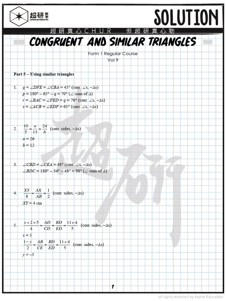 S1 W37 R09 Congruent-And-Similar-Triangle Ver2023 Homework Solution ...