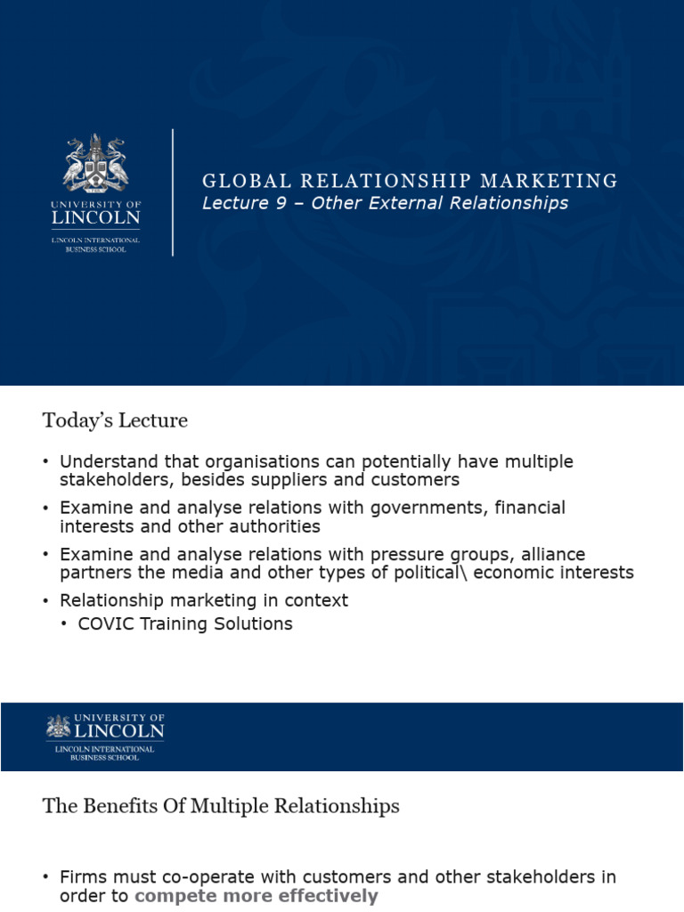 Lecture 9 Other External Relationships | PDF | Market (Economics ...