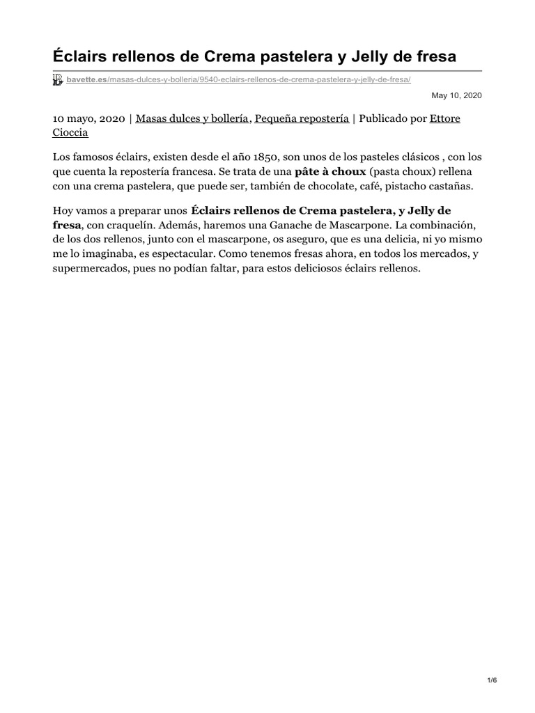 bavette.es-Éclairs rellenos de Crema pastelera y Jelly de fresa (1) | Descargar gratis PDF ...
