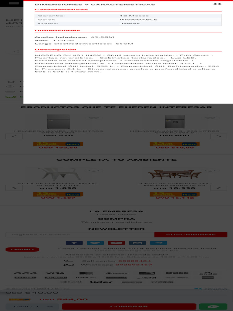 Heladera James 372-Litros Gris RJ 401 - Divino | PDF | Ingeniería de ...